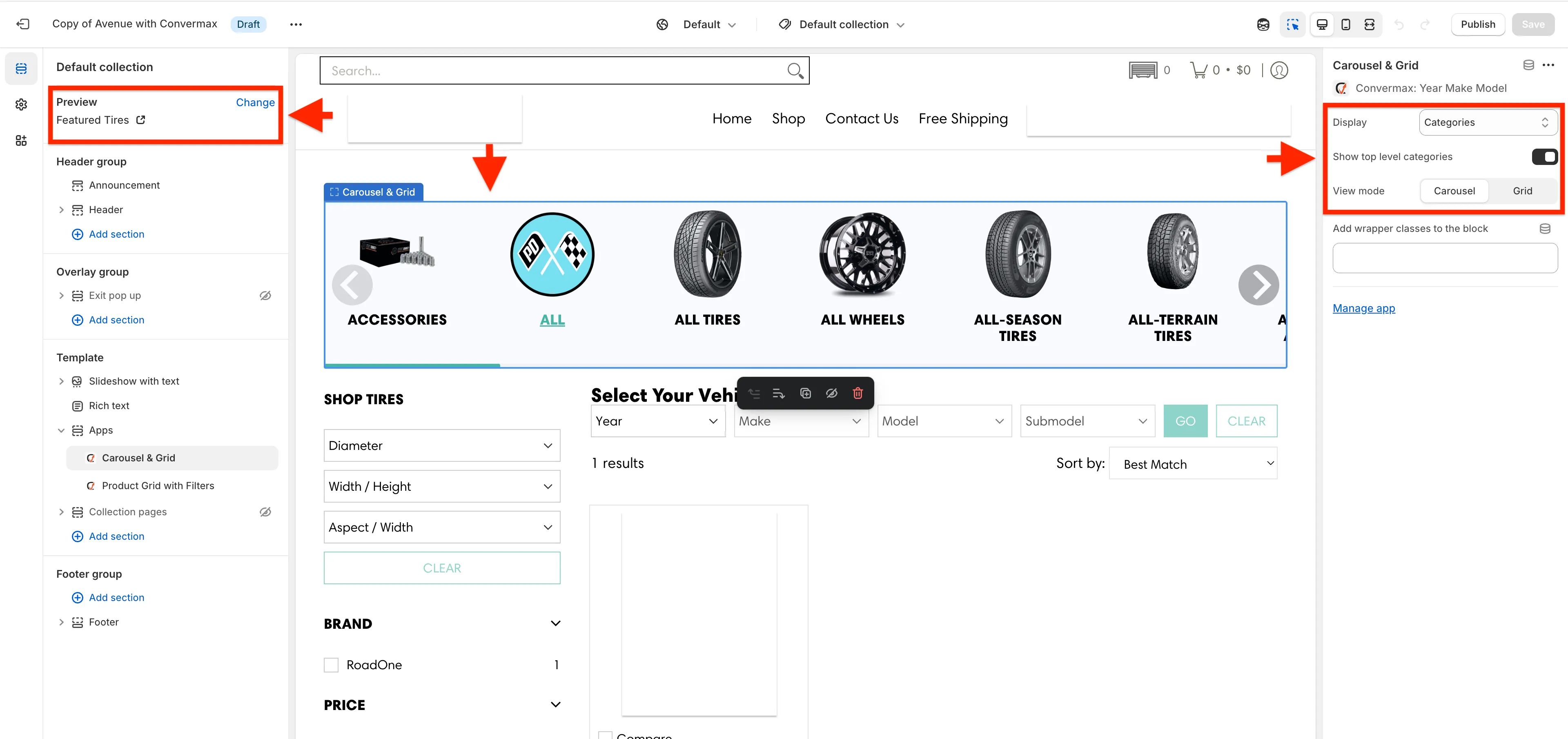 Add Carousel and Grid Block | Convermax Docs